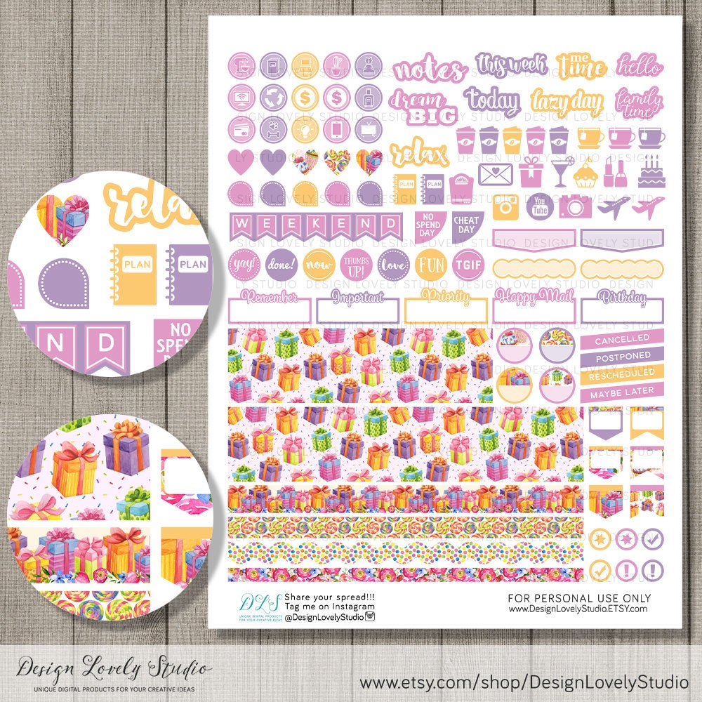 Printable Birthday Planner Stickers Birthday Planner Kit - Etsy