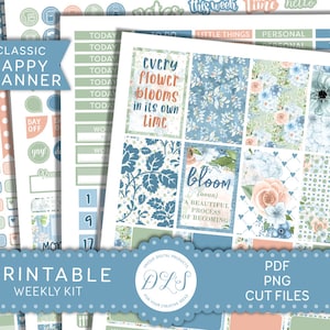 Printable FLORAL Planner Stickers, Happy Planner Weekly Stickers Kit ...