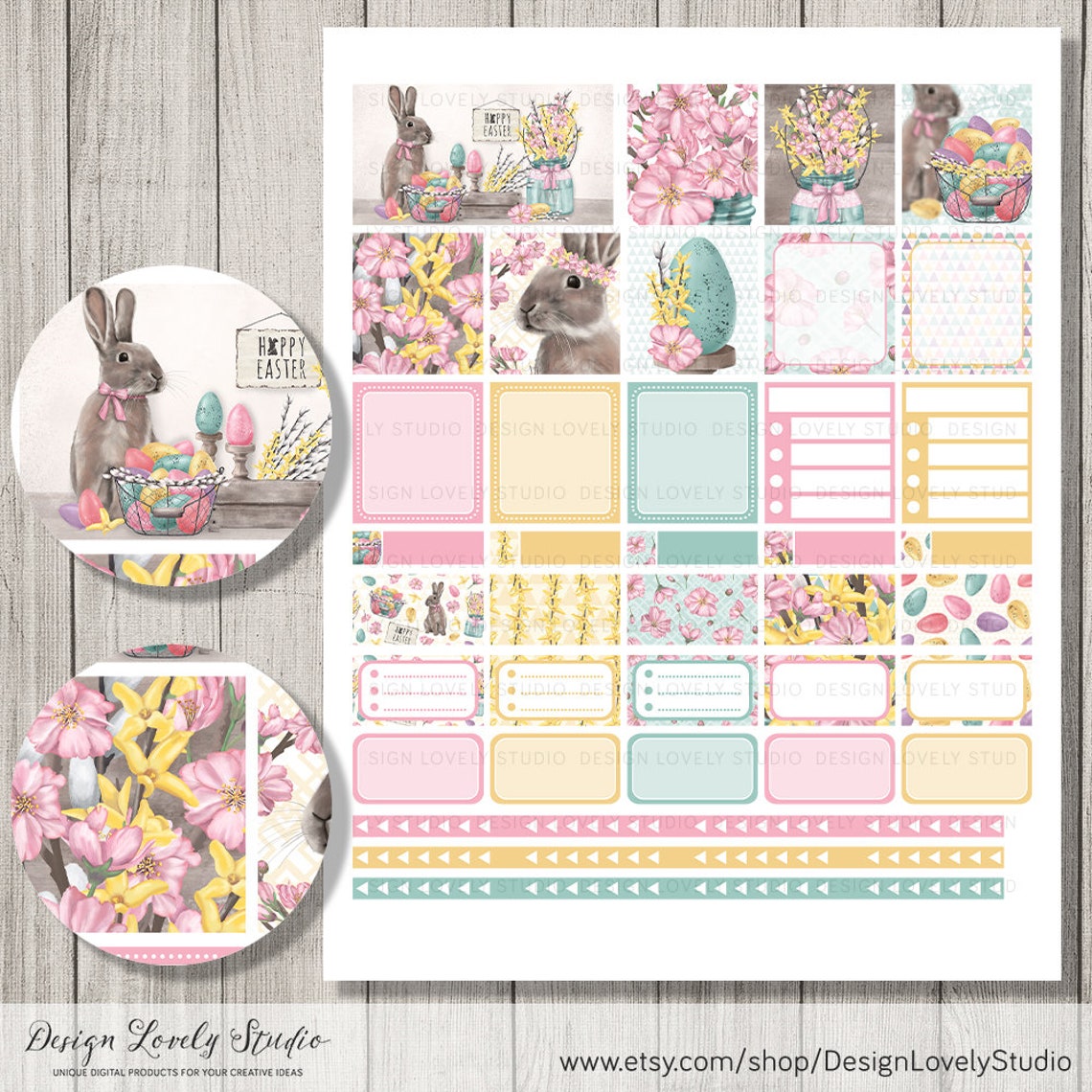 Printable EASTER Planner Stickers Kit Bunny Easter Planner - Etsy