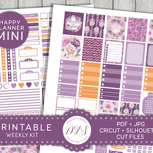 Printable Mini Happy Planner Stickers, Fall Floral Planner Kit, Weekly ...