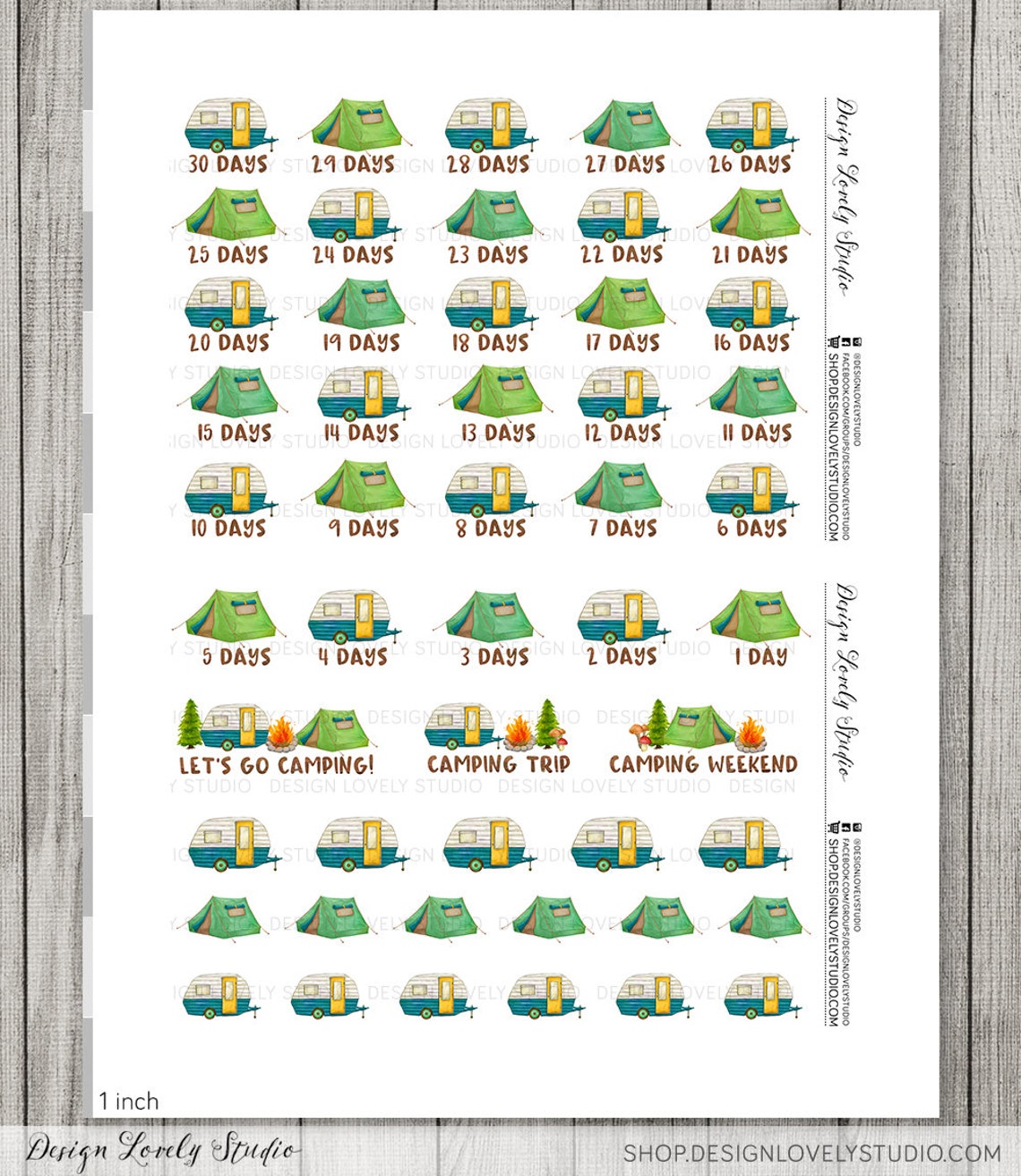 Camping Countdown Stickers Printable Camping Countdown | Etsy