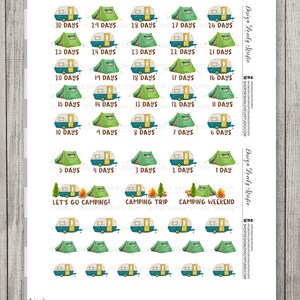 Camping Countdown Stickers, Printable Camping Countdown Stickers Kit ...