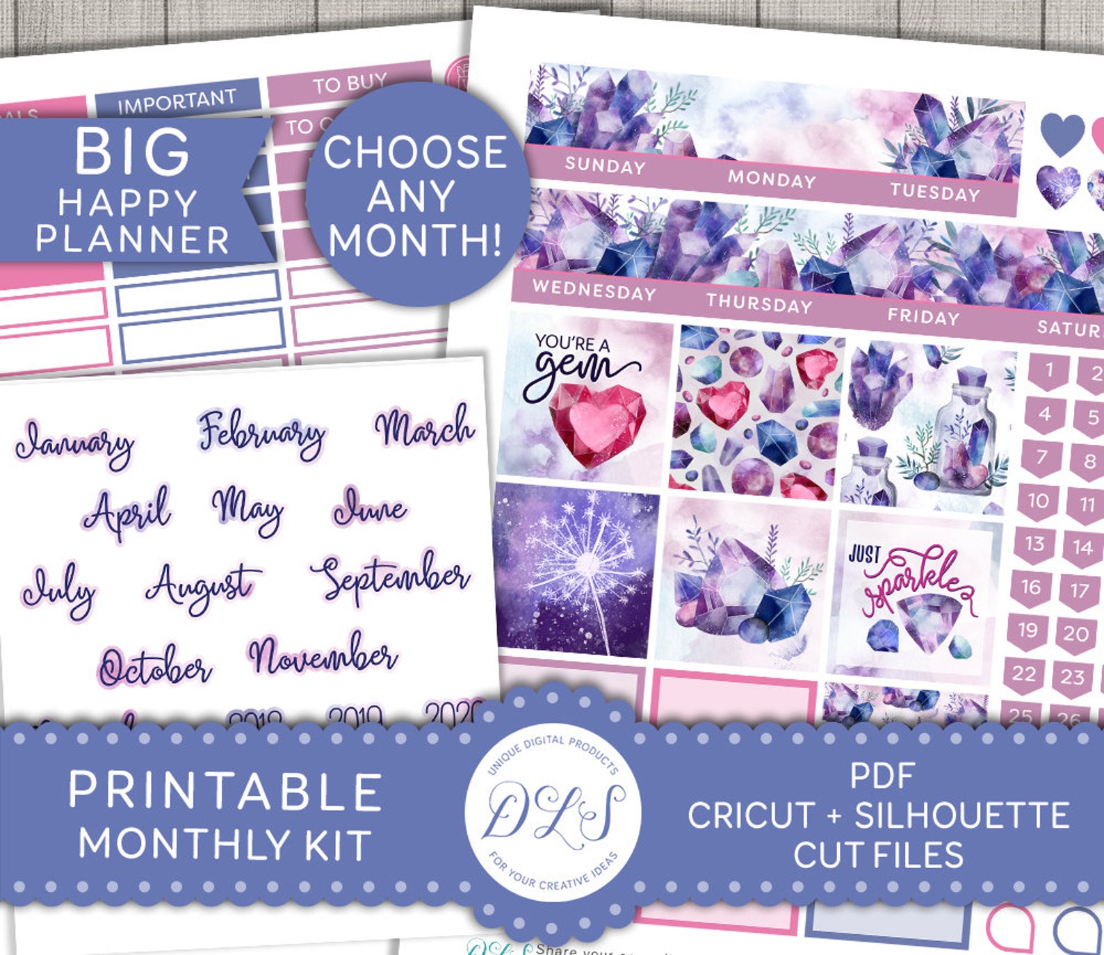 Printable Big Happy Planner Monthly Stickers Big Happy | Etsy