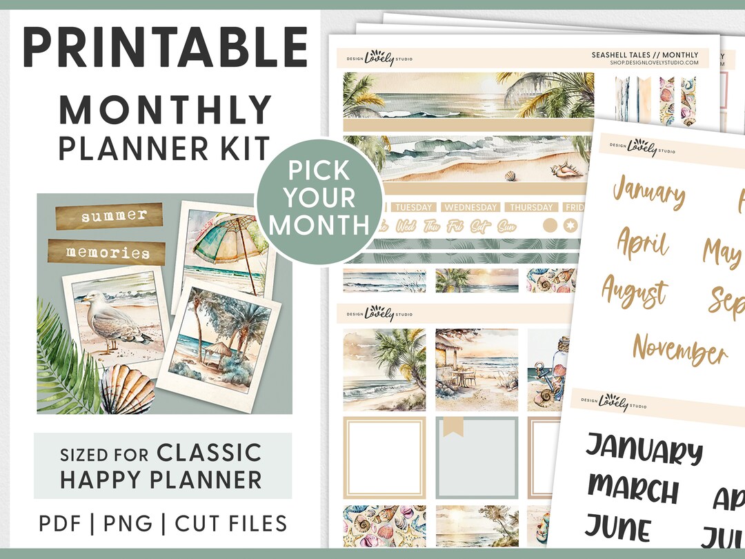 Monthly Planner Stickers, June Planner Stickers, August Planner ...