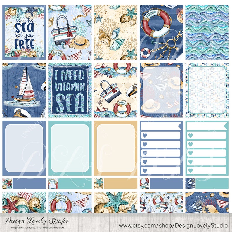 PRINTABLE Nautical Planner Stickers Beach Weekly Planner | Etsy
