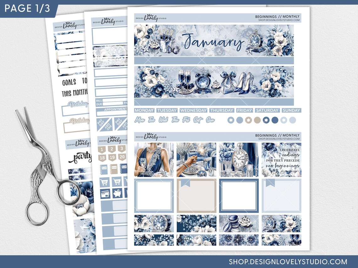 January Planner Stickers, January Monthly Sticker Kit, Winter Stickers ...