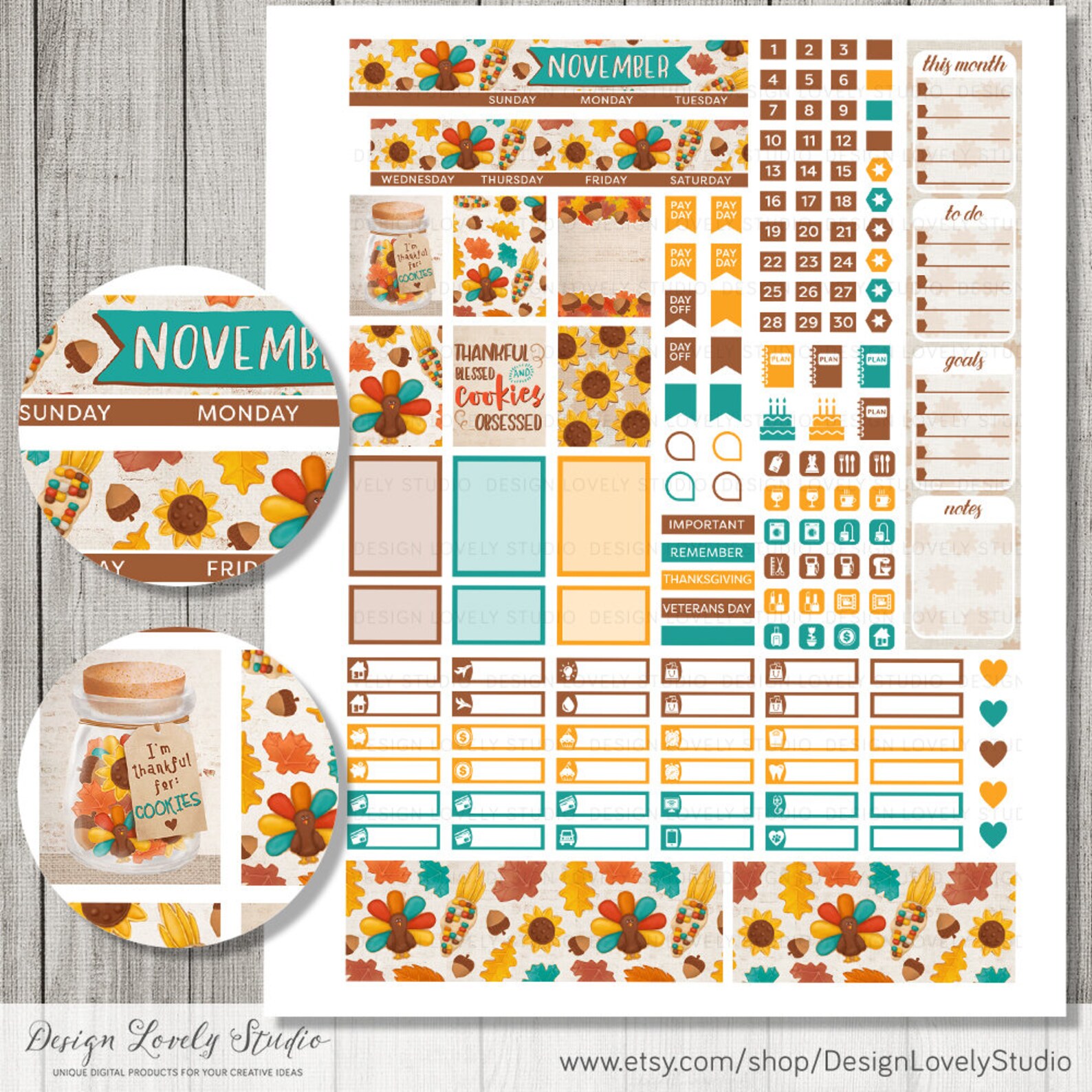 Mini Happy Planner November, November Monthly Printable Kit, Mini Happy ...