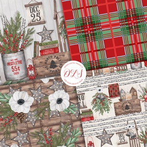 Christmas Digital Paper, Christmas Digital Backdrop, Rustic Christmas ...