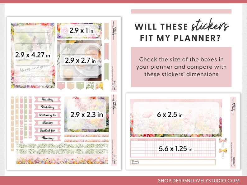 Floral Notes Page Kit, June Notes Page Kit, August Notes Page Stickers ...