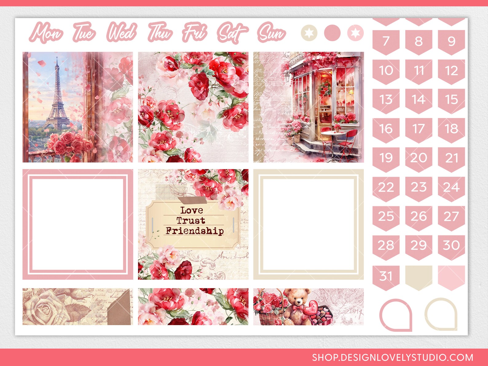 February Monthly Sticker Kit, February Planner Stickers, February ...