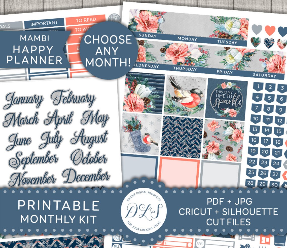 Happy Planner Monthly Kit, Happy Planner Monthly Stickers, Cricut ...