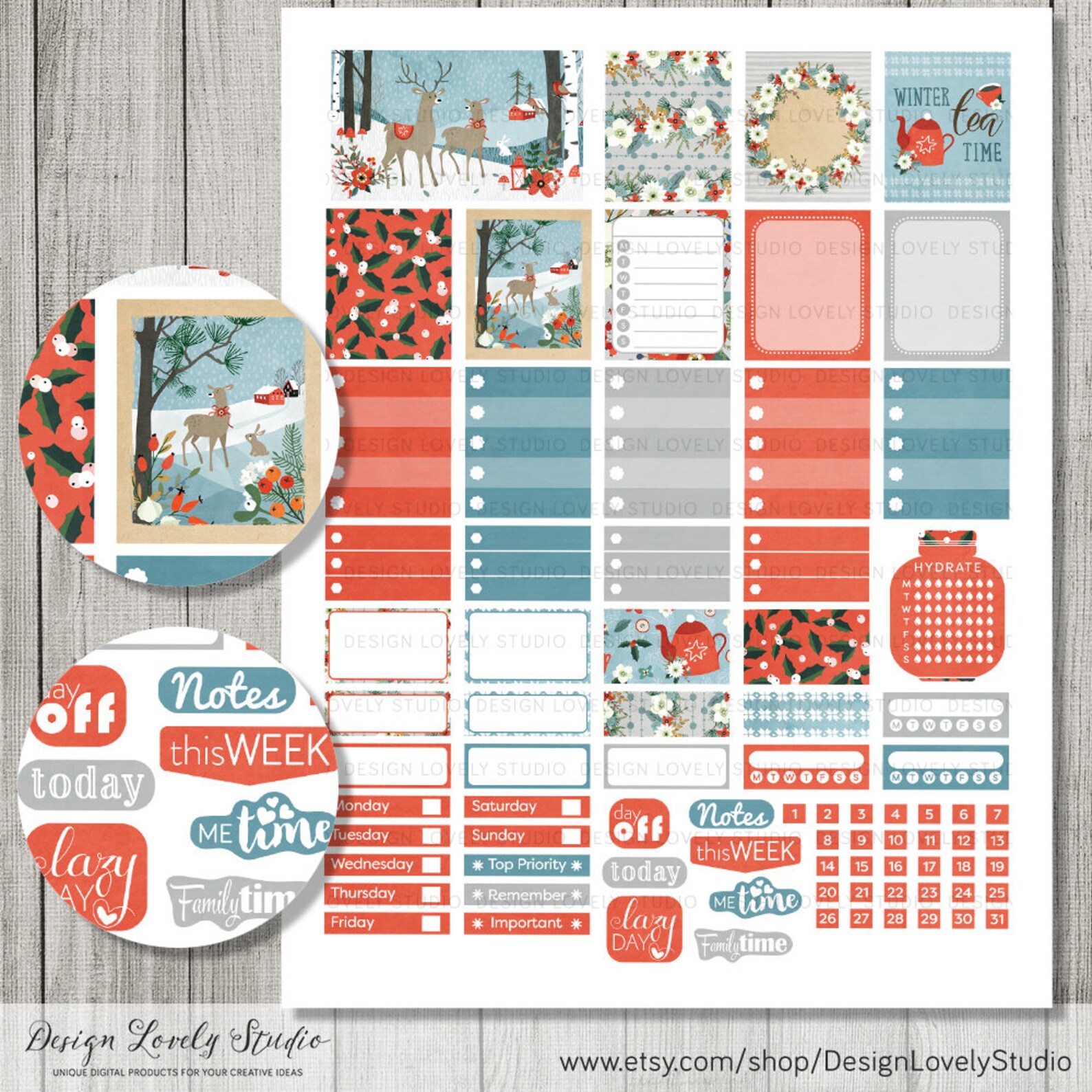 Winter Planner Stickers Kit, Winter Weekly Kit, Christmas Planner ...