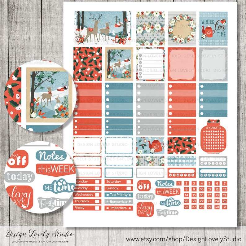Winter Planner Stickers Kit, Winter Weekly Kit, Christmas Planner ...