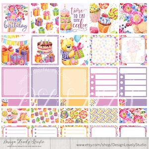 Birthday Planner Sticker Kit, Printable Birthday Planner Stickers, Erin ...