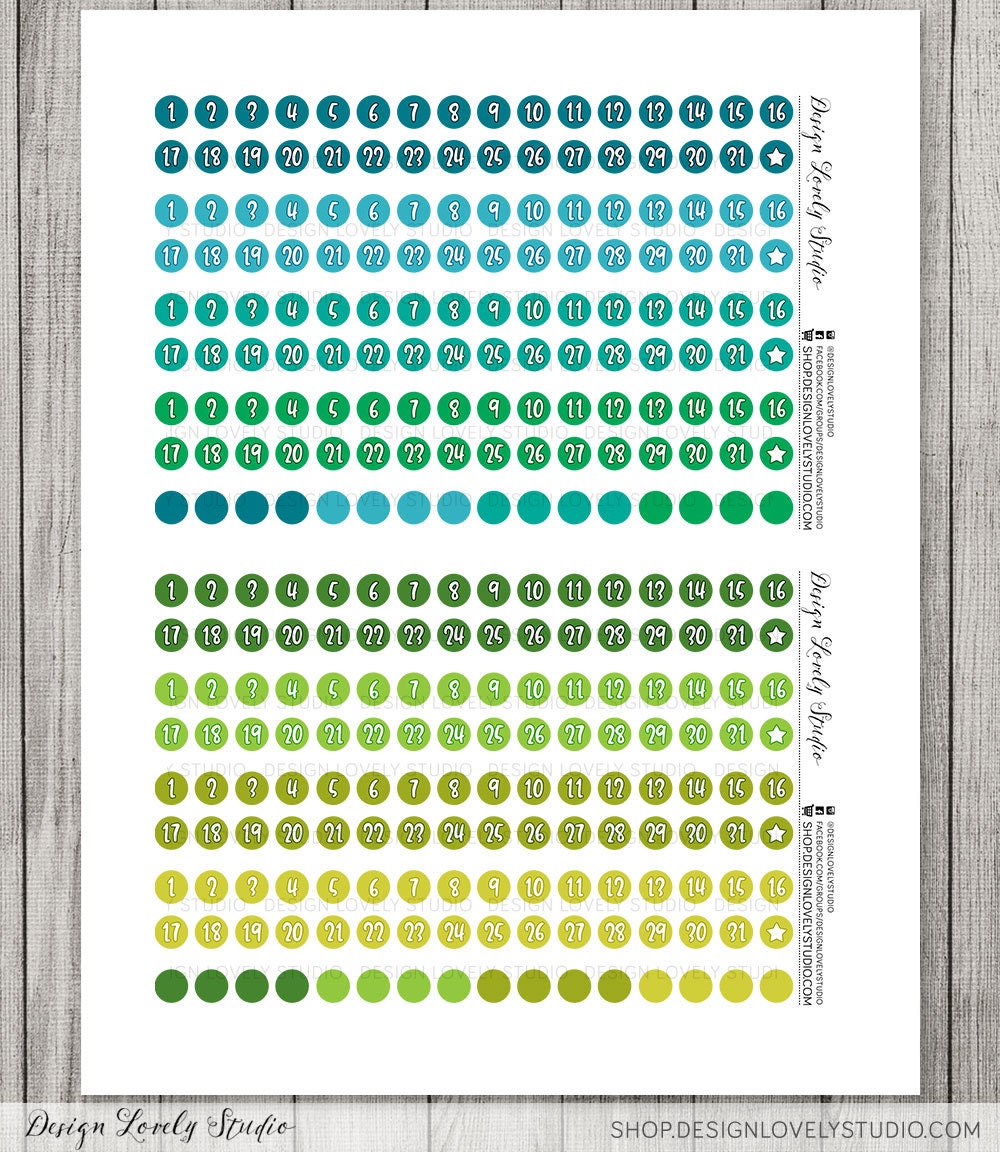 Printable DATE DOT Planner Stickers Printable Date Cover | Etsy