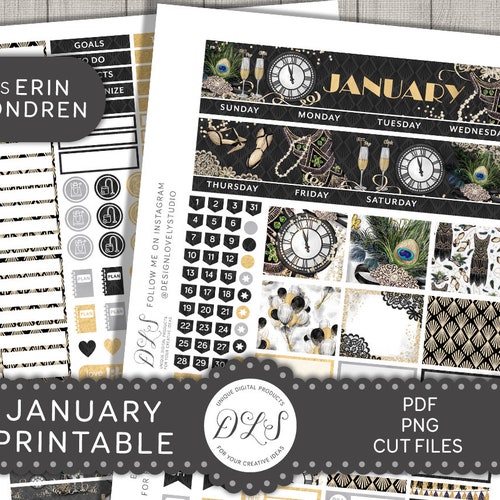 Printable January Monthly Planner Stickers Happy Planner - Etsy