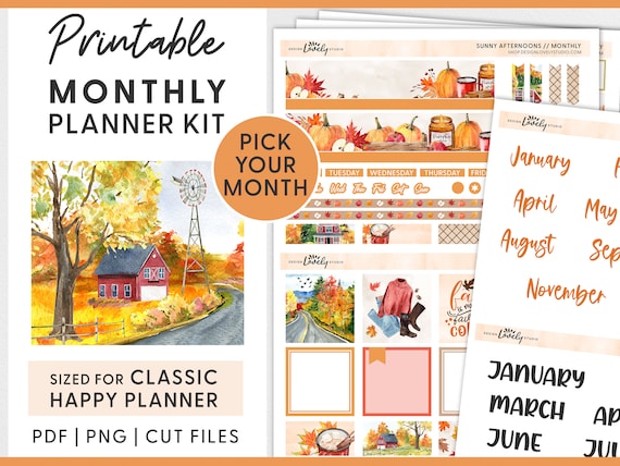Happy Planner Monthly Sticker Kit September Planner Stickers - Etsy