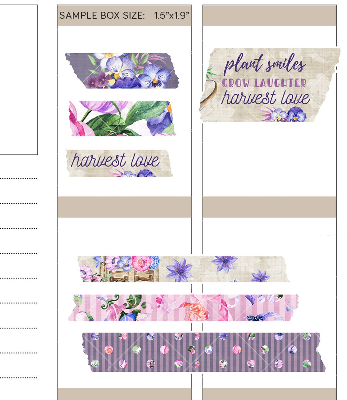 Digital Washi Tape Printable Washi Strips Goodnotes Stickes | Etsy