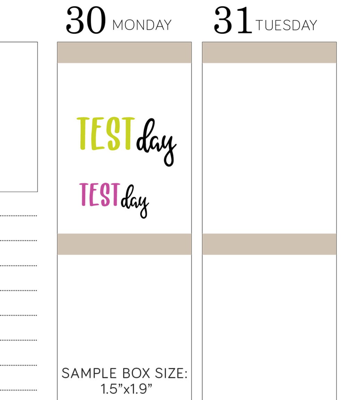 TEST DAY Printable Planner Stickers, Test Day Script Planner Stickers ...