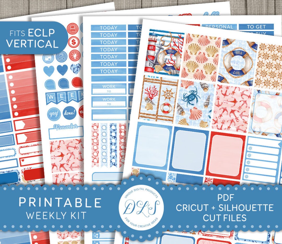 Printable Planner Stickers for EC Vertical, Weekly Planner Kit Fits ...