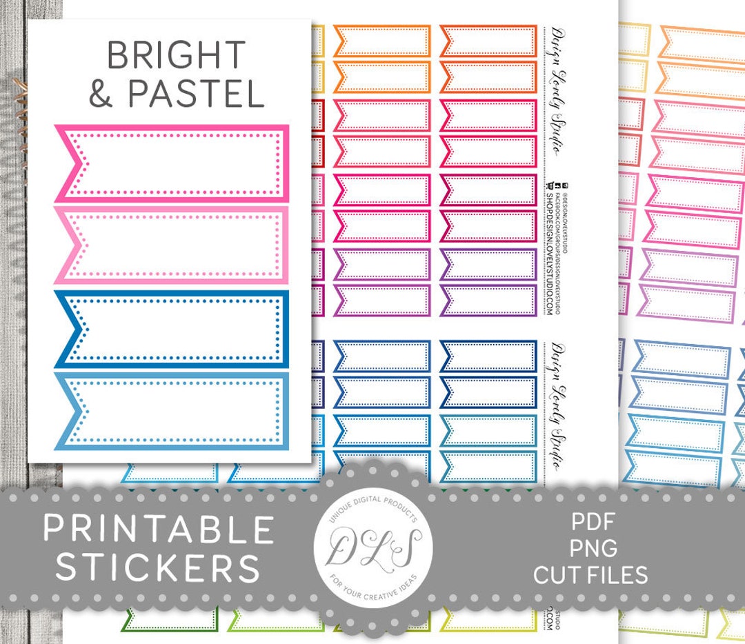 PRINTABLE Flag Header Stickers, Multicolor Header Planner Stickers ...