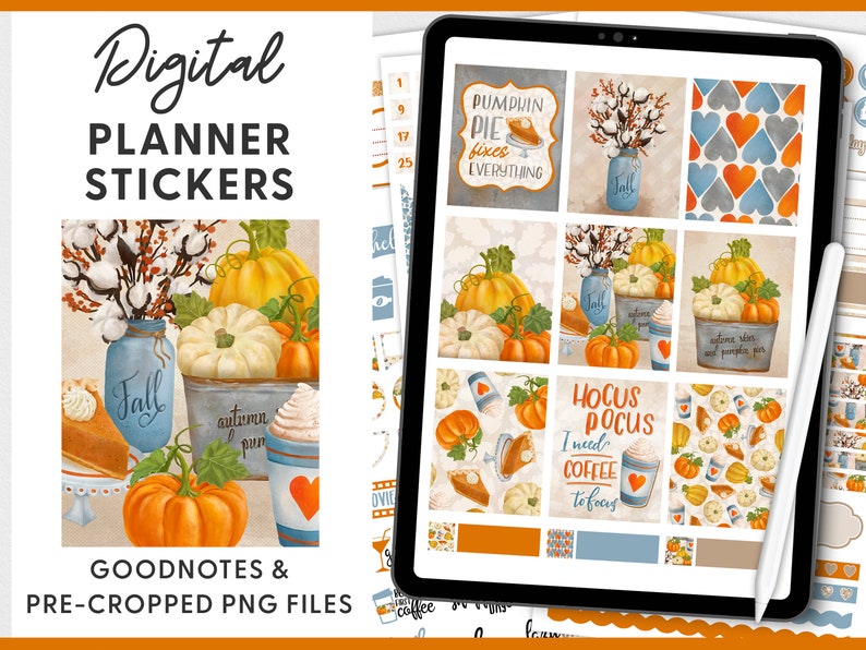 Fall Digital Stickers Autumn Digital Stickers Goodnotes - Etsy