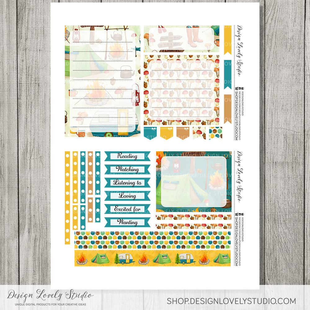 Printable Notes Page Stickers Camping NOTES PAGE Stickers | Etsy