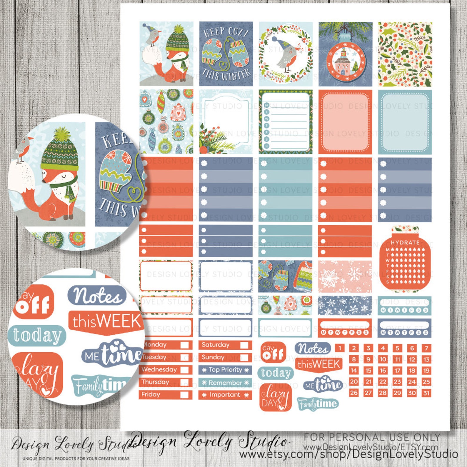 Mini Happy Planner Christmas Stickers Kit, Holiday Planner Stickers ...