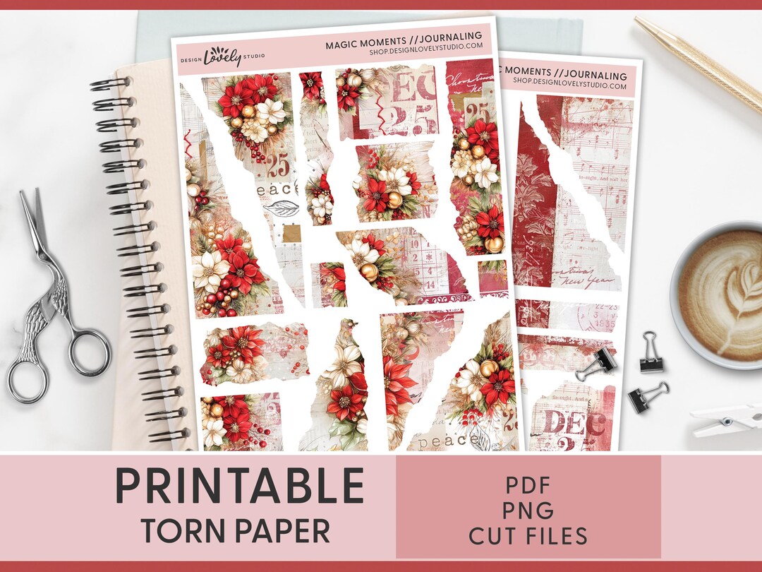 Printable Torn Paper Stickers, Ripped Paper Stickers, Journaling ...