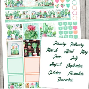 Printable CACTUS Monthly Planner Stickers, Classic Happy Planner ...