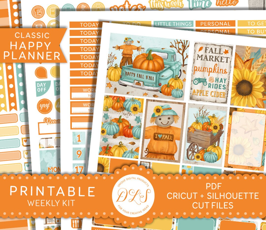 Printable Happy Planner Fall Stickers Kit, Halloween Planner Stickers ...