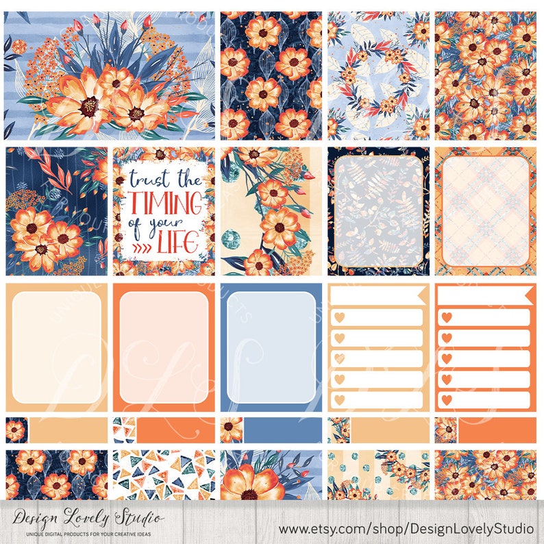 Printable Vertical Planner Stickers Floral Planner Stickers - Etsy