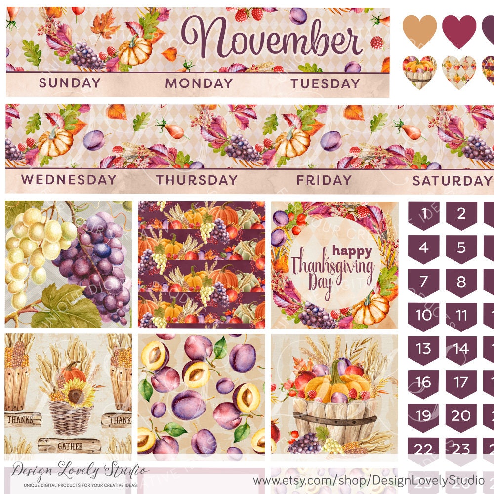 November Big Happy Planner Kit, November Printable Monthly Kit, Big ...