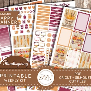 Thanksgiving HAPPY PLANNER, Thanksgiving Sticker Kit, Thanksgiving ...