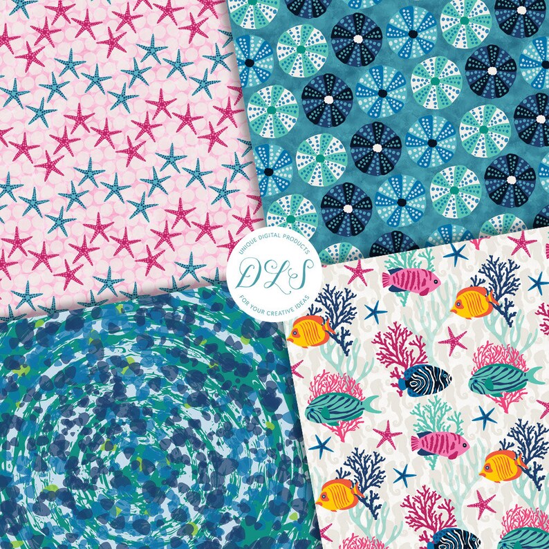 Digital Paper Pack: sea Life Sea Animals Papers - Etsy
