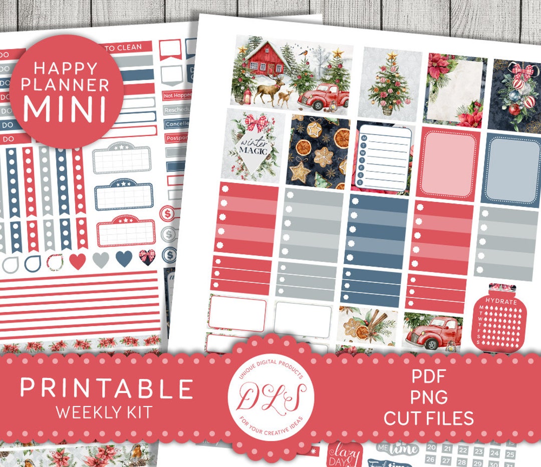 Printable CHRISTMAS Planner Stickers, Holiday Planner Stickers, Mini ...