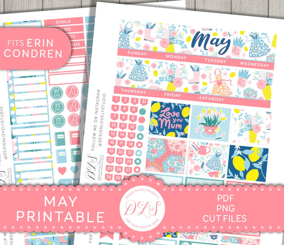 May PRINTABLE Planner Stickers, Printable May Monthly Stickers Kit ...