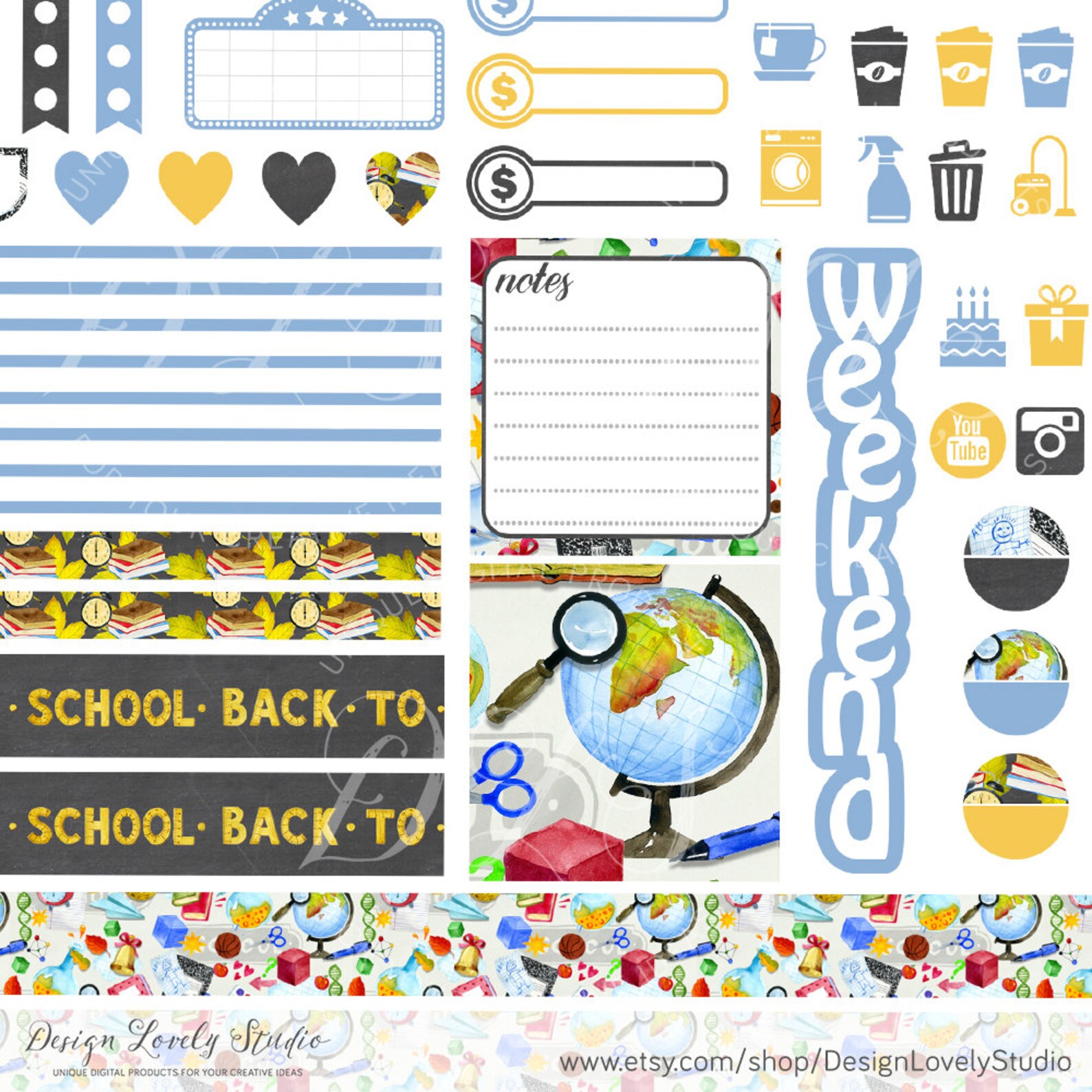 Printable BACK TO SCHOOL Planner Stickers Mini Happy Planner - Etsy