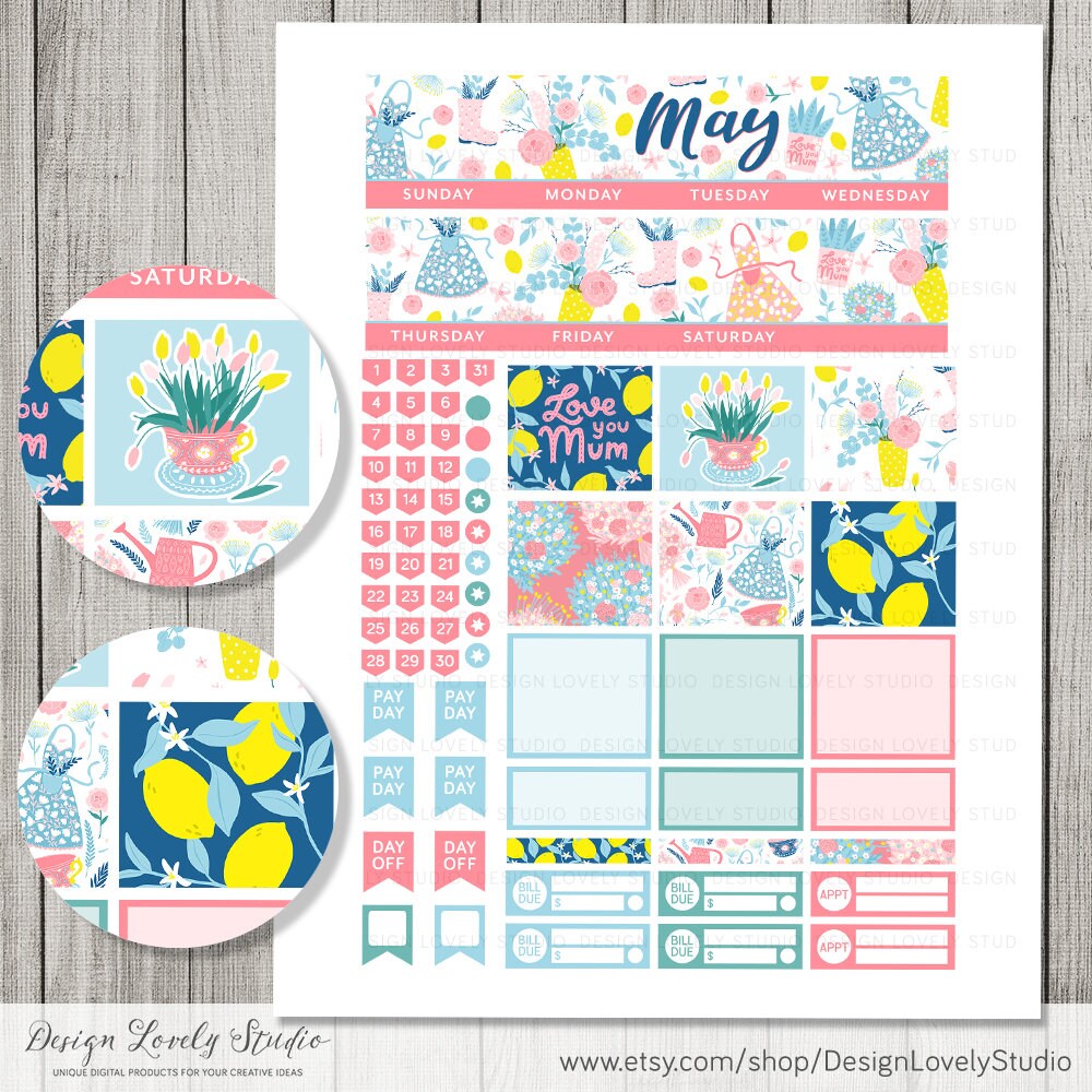 May PRINTABLE Planner Stickers Printable May Monthly Stickers - Etsy