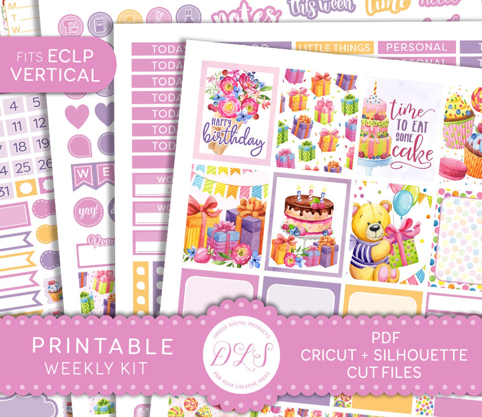 Printable Birthday Planner Stickers Birthday Planner Kit - Etsy