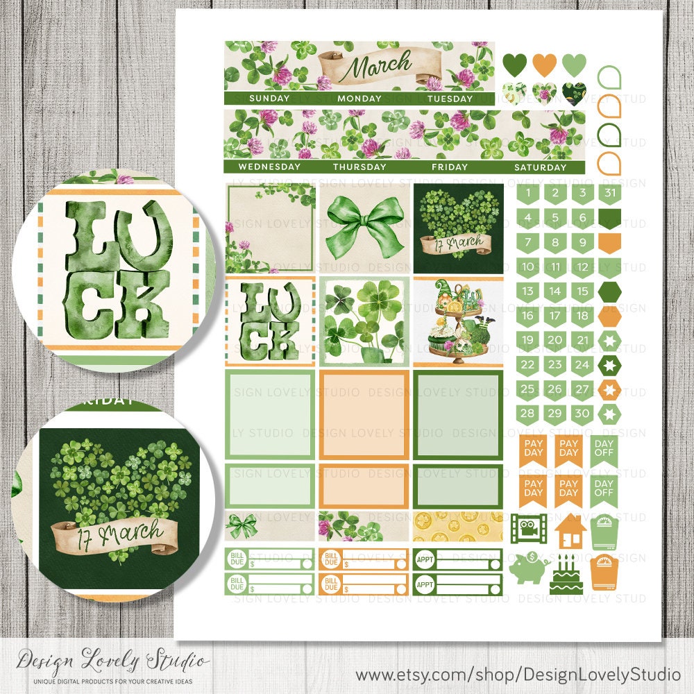 MARCH Printable Planner Stickers Classic Happy Planner | Etsy