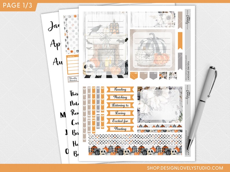 October Notes Page Kit Printable Planner Stickers Monthly - Etsy