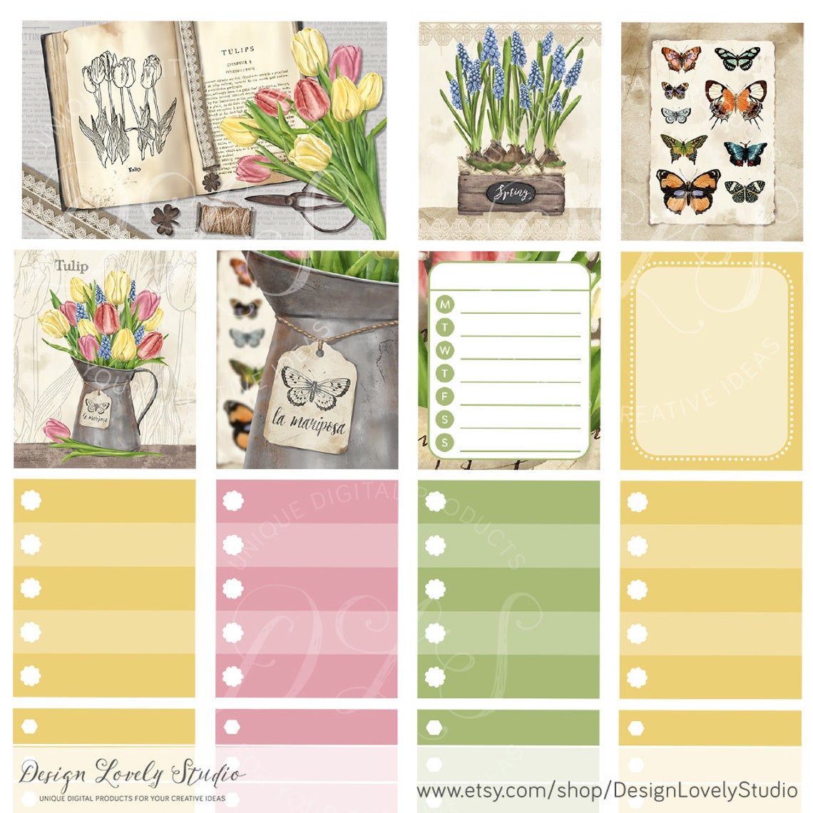 Printable SPRING Planner Stickers Kit Mini Happy Planner | Etsy