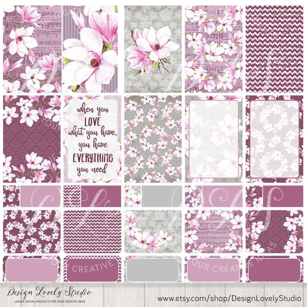 Happy Planner PRINTABLE Weekly Kit, Purple Floral Planner Stickers ...