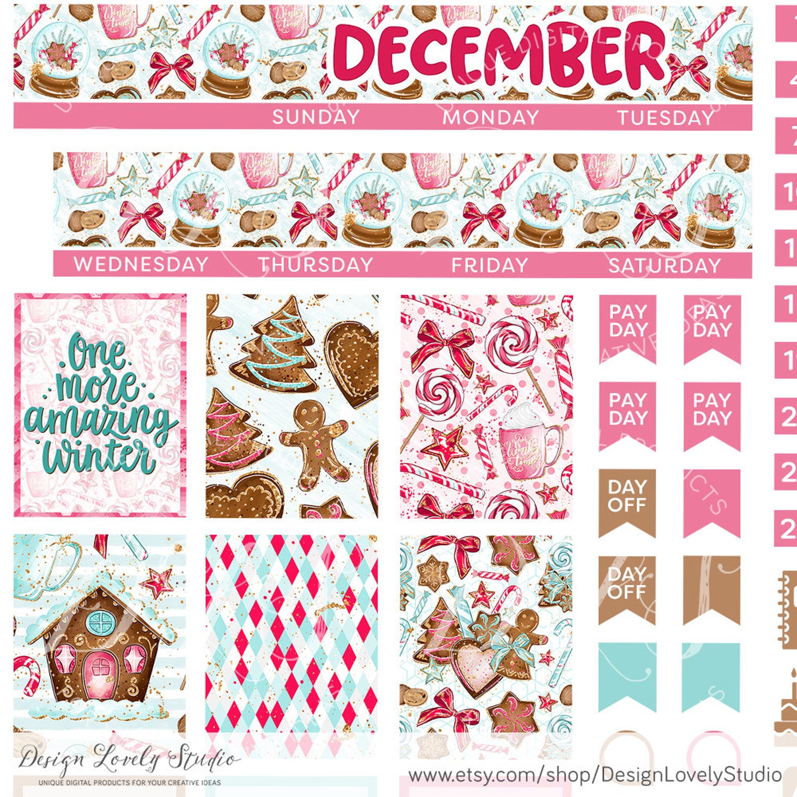 Printable DECEMBER Monthly Kit, Mini Happy Planner December Planner ...