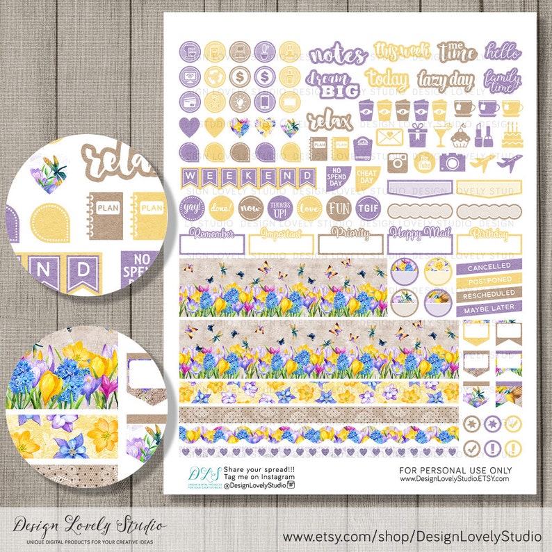 Printable FLORAL Planner Stickers Spring Planner Stickers | Etsy