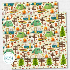 Camping Digital Paper Pack, Camping Digital Background, Camping Digital ...