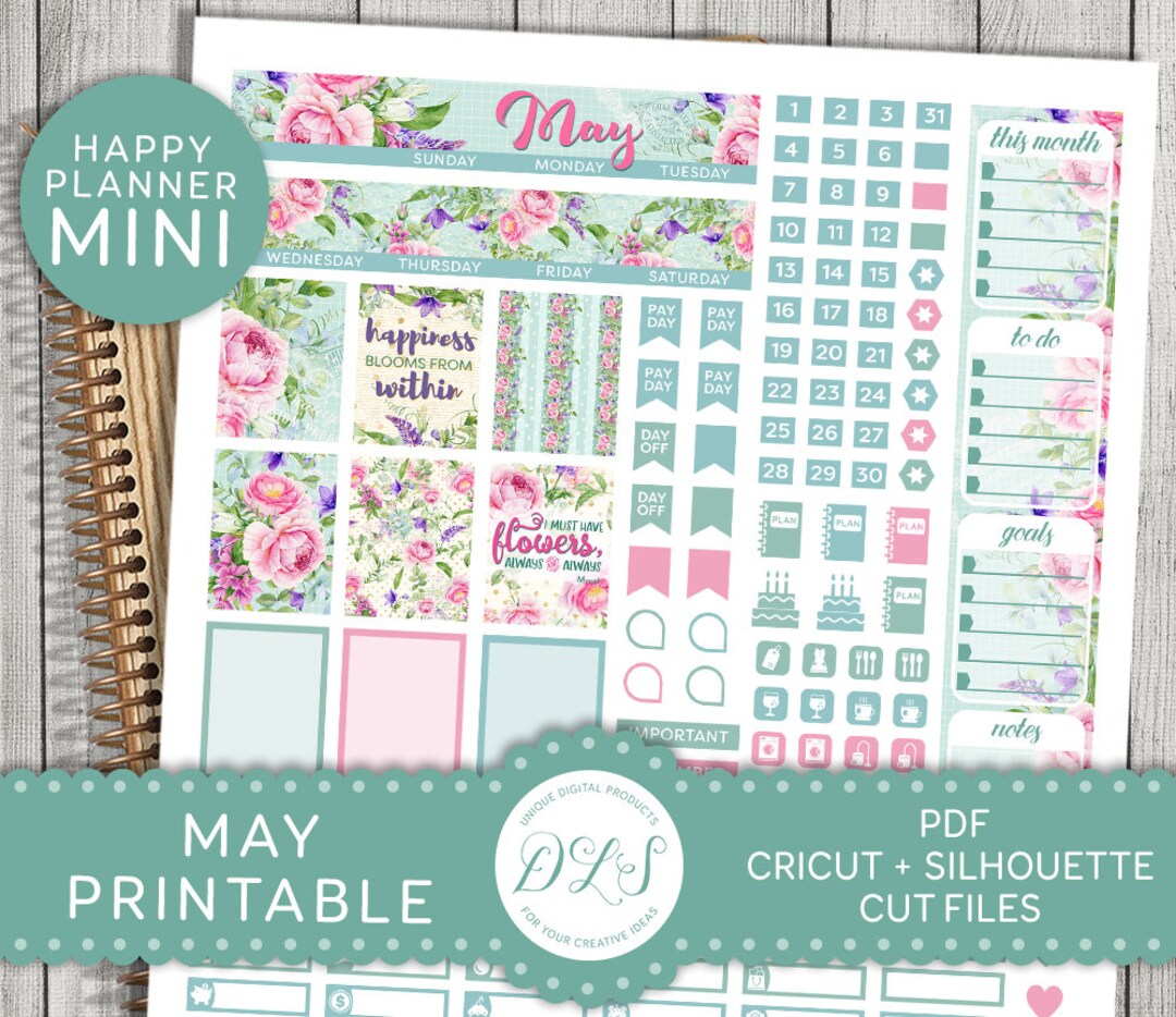 May Mini Happy Planner Stickers, May Monthly Kit, Mini Happy Planner ...