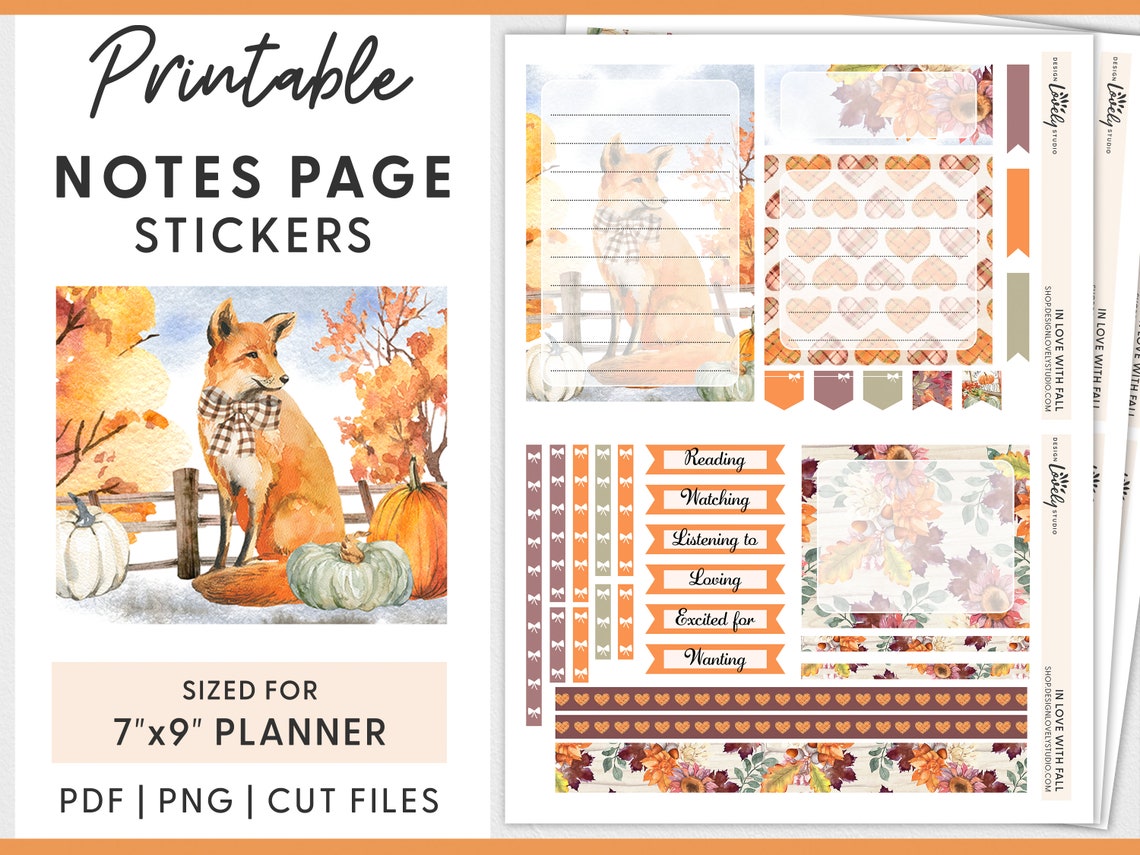 Notes Page Sticker Kit Printable Planner Stickers Monthly - Etsy