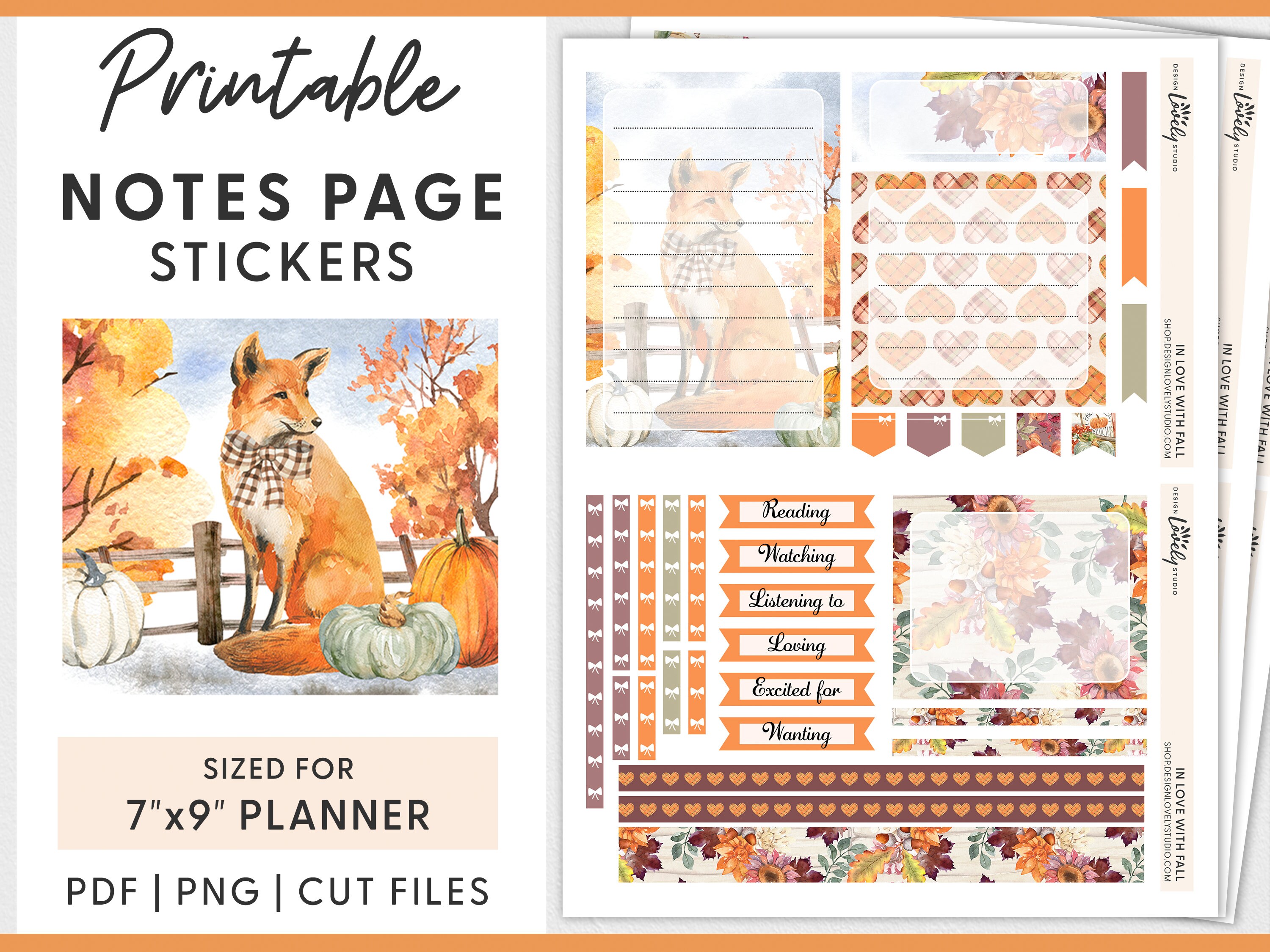 Notes Page Sticker Kit Printable Planner Stickers Monthly - Etsy